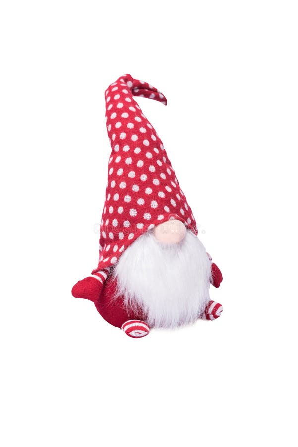 Christmas Elf Decoration with Polka Dot Hat and Long White Beard Stock ...