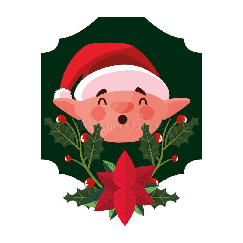 Christmas Elf Flower Decoration Label Stock Vector - Illustration of ...