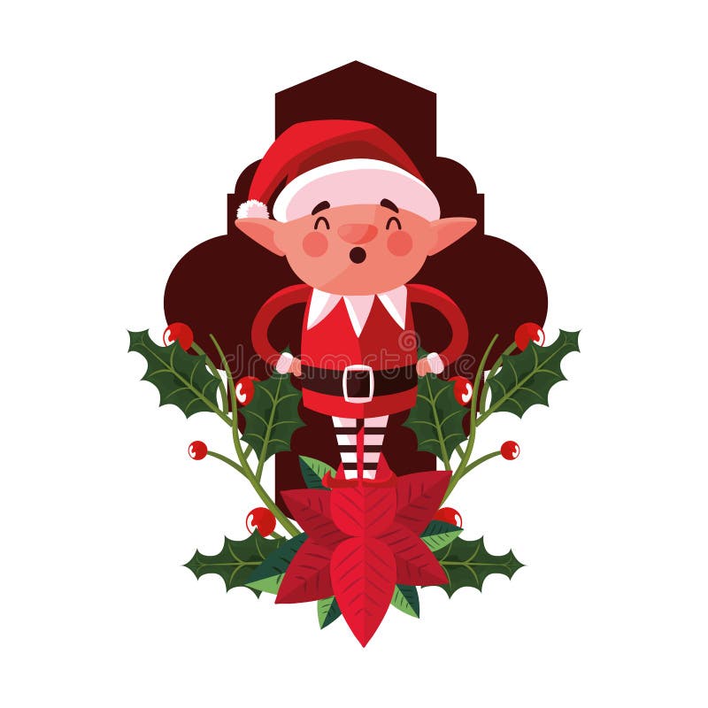 Christmas Elf Flower Decoration Label Stock Vector - Illustration of ...