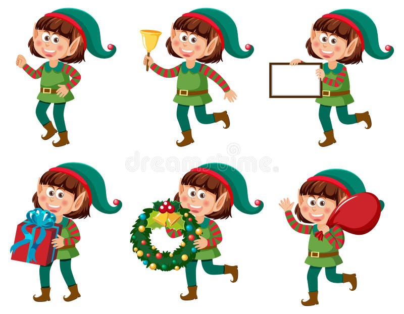 Christmas Elf Kids Collection Stock Vector - Illustration of cold ...