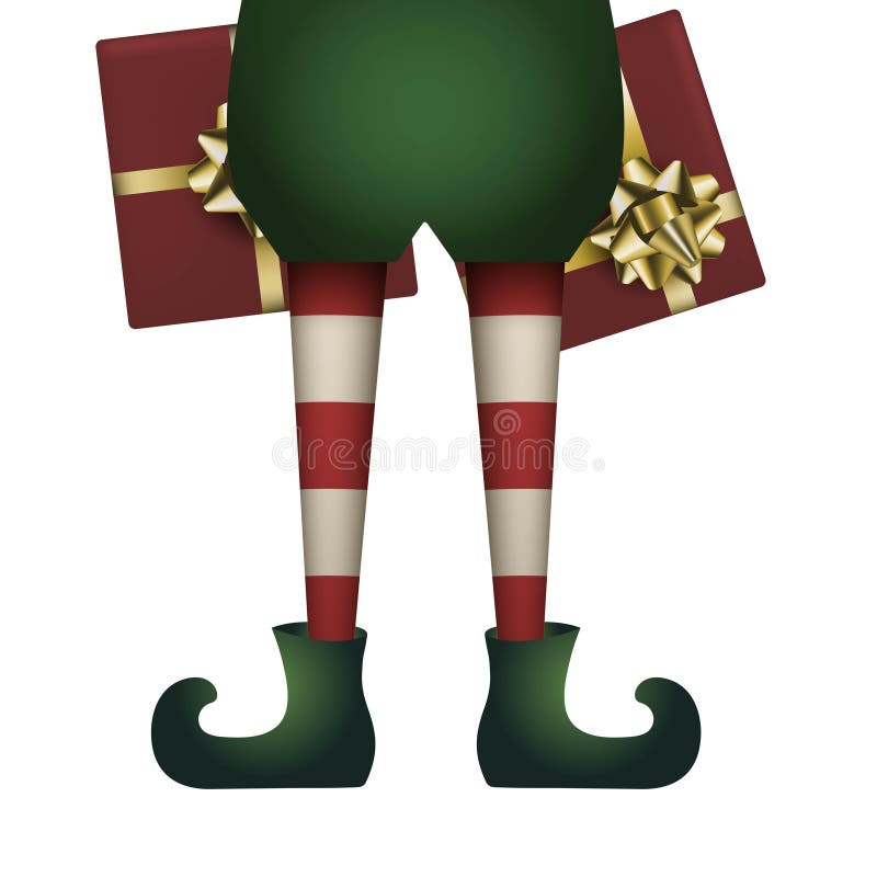 Christmas Elf Legs. Holiday Presents in Hands Stock Vector ... Christmas Elf Legs. Holiday Presents in Hands Stock Vector ...