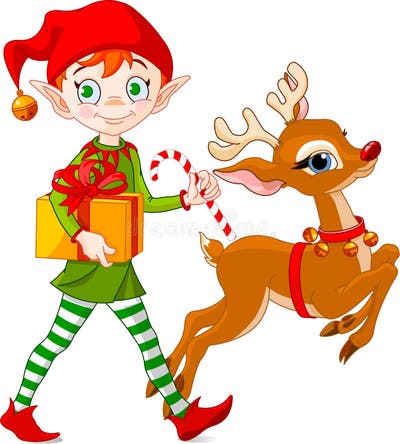 Christmas elf and Rudolph stock vector. Illustration of happiness ...