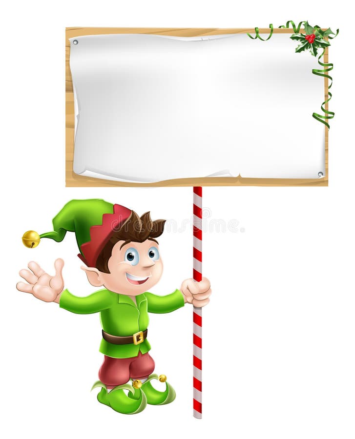 Christmas elf with sign stock vector. Illustration of fairy - 25959809