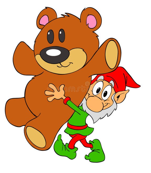 Christmas Elf & Teddy Bear Stock Vector - Illustration of bells, merry ...