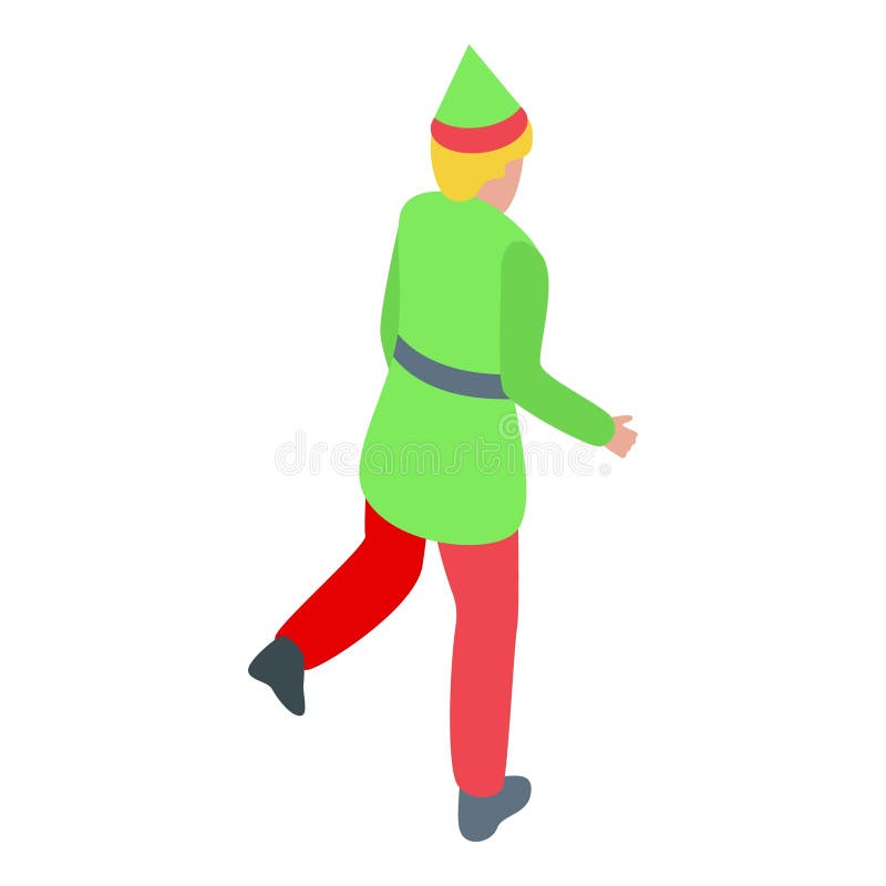 Christmas Elf Walking Away Isometric View Stock Vector - Illustration ...