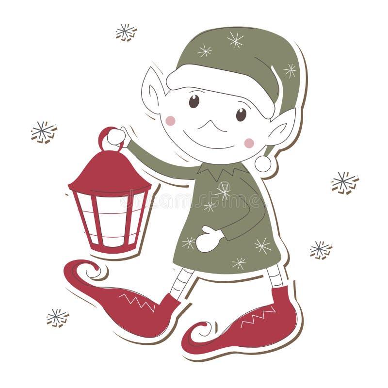 Christmas Elf on White Background Stock Vector - Illustration of ...