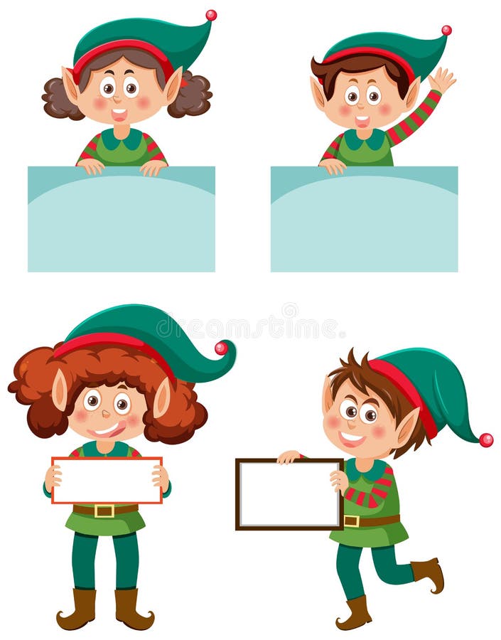 Christmas Elves Cartoon Character Collection Stock Vector ...