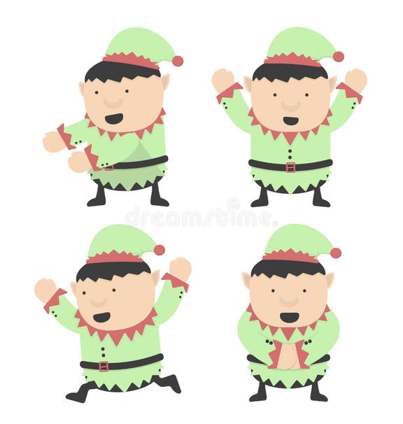 Christmas Elves Fat and Different Poses Stock Vector - Illustration of ...