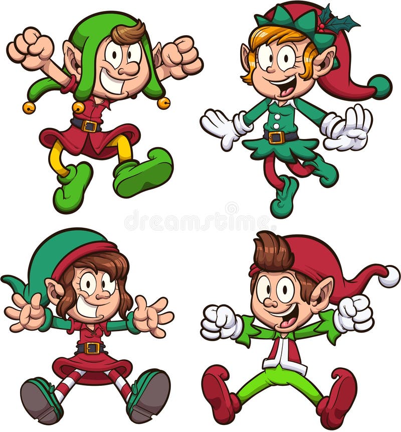 Christmas Elves. Vector Illustration with Simple Gradients. Stock ...