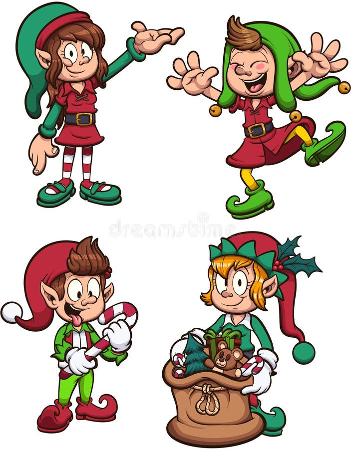 Christmas Elves. Vector Illustration with Simple Gradients. Stock ...