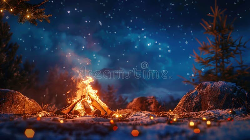 Christmas Eve Campfire stock illustration. Illustration of holiday ...