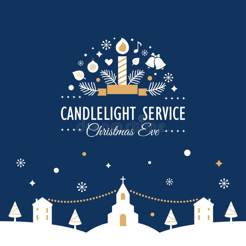 Christmas Eve Candlelight Service Invitation Card on Blurry Bokeh ...