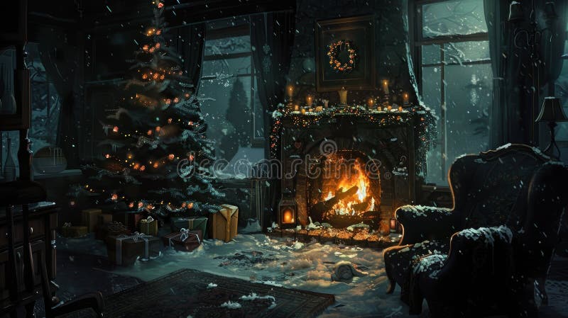 Christmas Eve Ghost Stories Stock Illustration - Illustration of ...