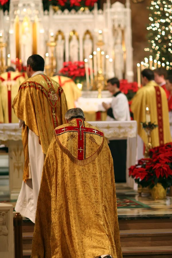 Christmas Eve Mass at Church Stock Image - Image of candles, church ...