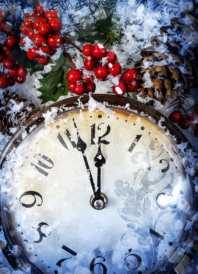 Christmas Eve And New Years At Midnight Stock Photo - Image of hour ...