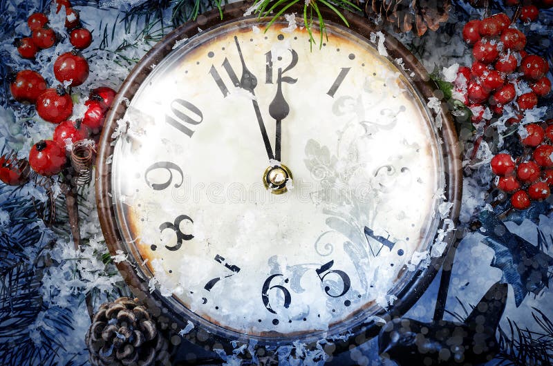 Christmas Eve and New Years at Midnight Stock Image - Image of ...