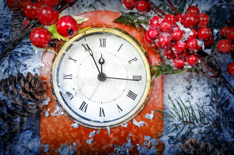 Christmas Eve and New Years at Midnight Stock Image - Image of frosty ...