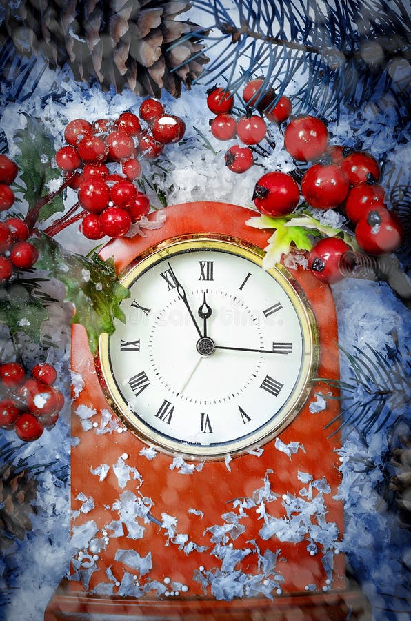 Christmas Eve and New Years at Midnight Stock Image - Image of pine ...
