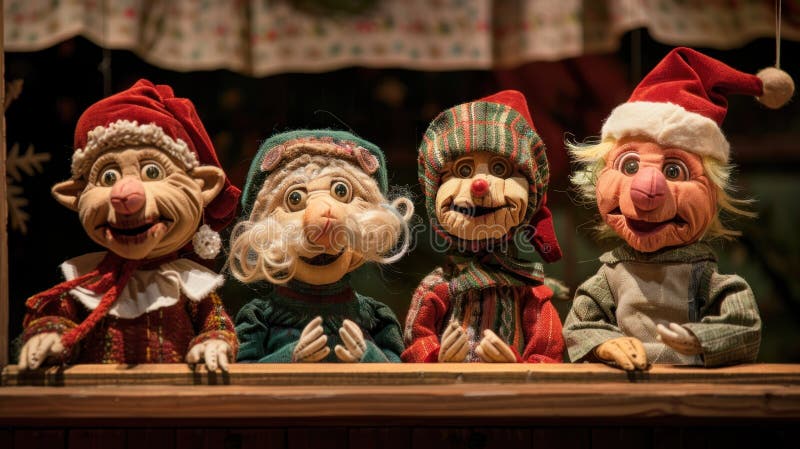 Christmas Eve Puppet Making Workshop Stock Illustration - Illustration ...