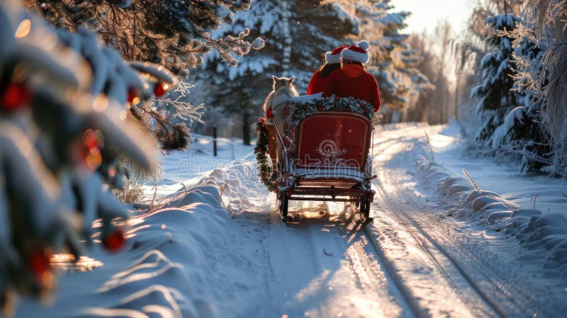 Christmas Eve Sleigh Ride stock illustration. Illustration of festive ...