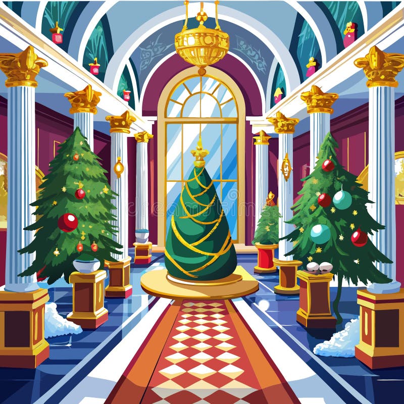 Christmas Evening.Cclassic Luxurious Hall Decorated Christmas Tree ...