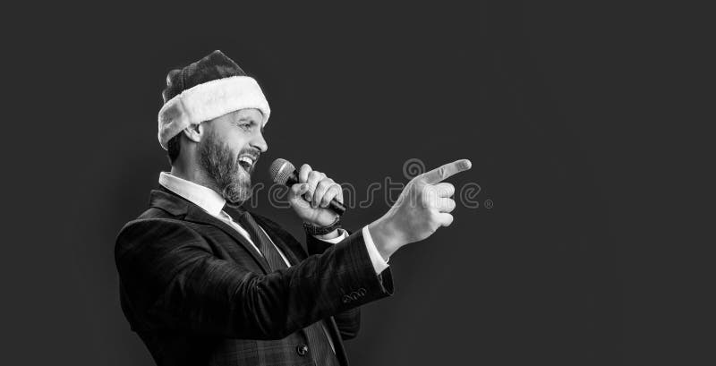 Christmas Event Host Man Singing and Pointing. Christmas Event Host Man ...