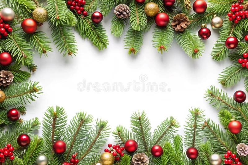 Christmas Evergreen Fir Tree Border Design Stock Illustration ...