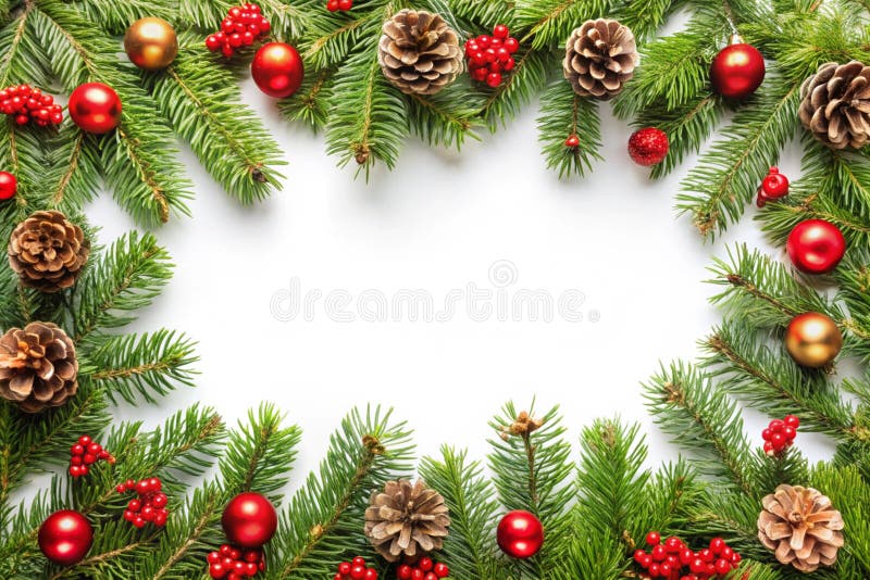 Christmas Evergreen Fir Tree Border Design Stock Illustration ...