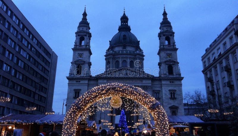 Christmas fair in Budapest stock image. Image of evening - 47689015