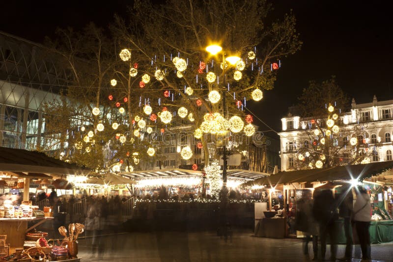 Christmas Fair at Vorosmarty Square in Budapest Editorial Stock Image ...