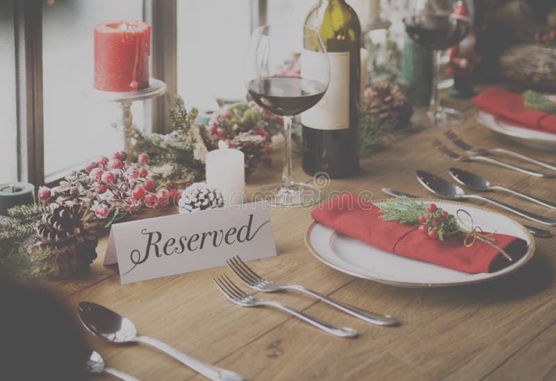 Reserved Christmas Table Setting Stock Image - Image of fork, close ...