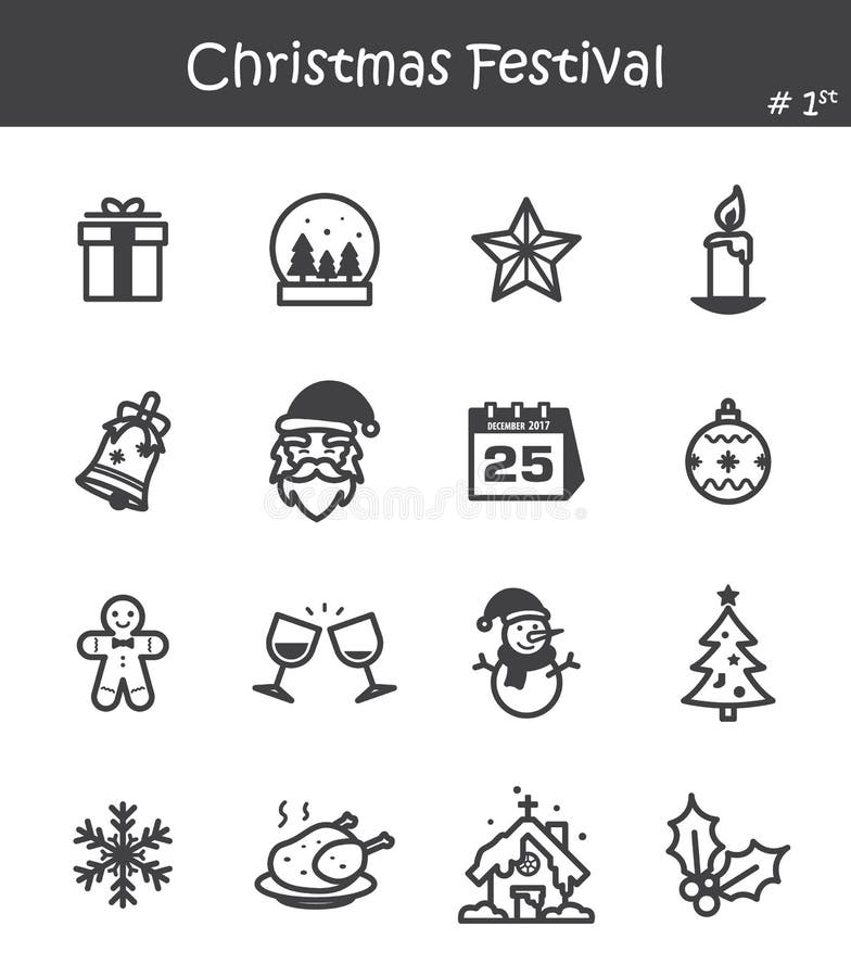 Christmas Festival Icon Set 1 Stock Vector - Illustration of crystal ...