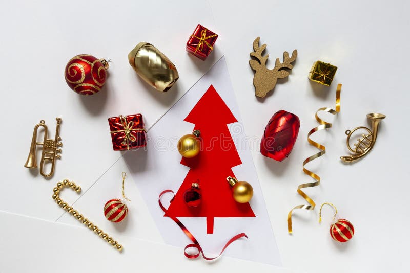 Christmas Festive Flat Lay Composition with Christmas Balls ...