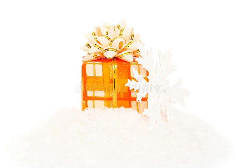 Christmas Festive Gift and Snowflakes on Snow Stock Image - Image of ...