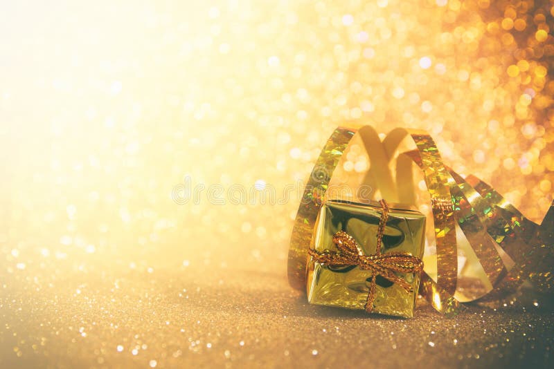 Christmas Festive Present with Glitter Background Stock Image - Image ...