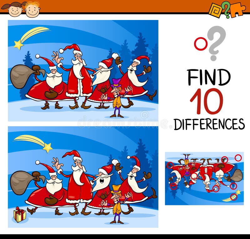 Christmas Find Differences Task Stock Vector Illustration Of Ready