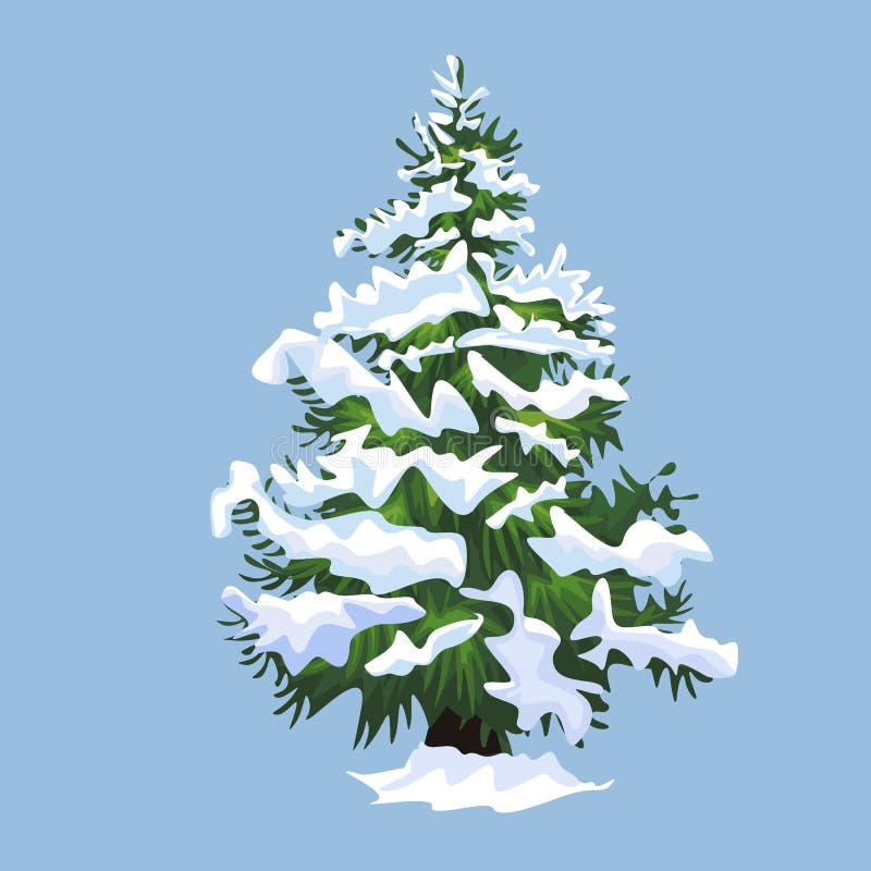 Christmas Fir Tree with Snow on it, Holiday Winter Symbol, Isolated ...