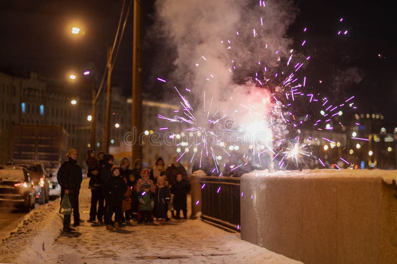 Christmas Fireworks, People Use Firecrackers and Pyrotechnic Fireworks ...
