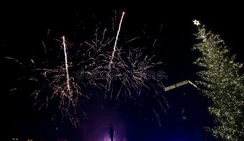 Christmas fireworks stock photo. Image of abstract, party - 81965036