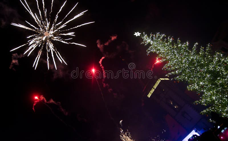 Christmas fireworks stock photo. Image of band, sparkle - 81965334