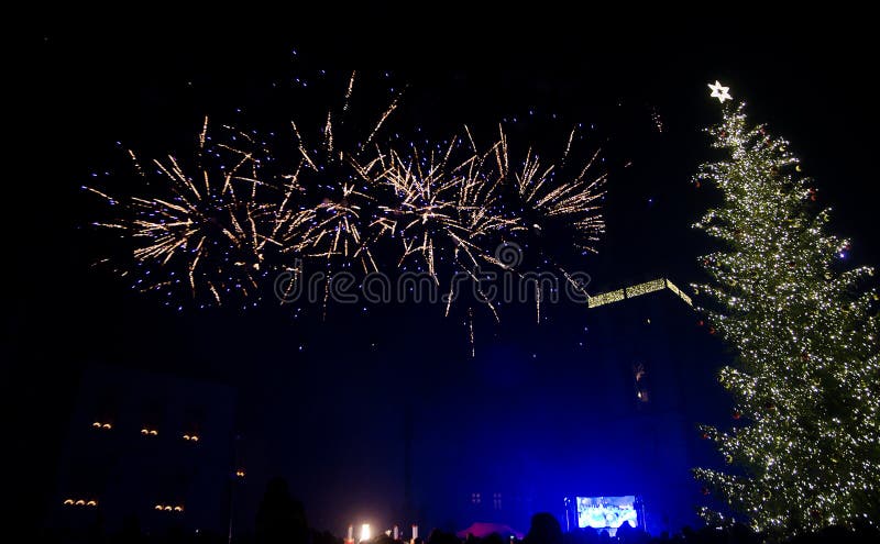 Christmas fireworks stock photo. Image of party, celebrate - 81968000