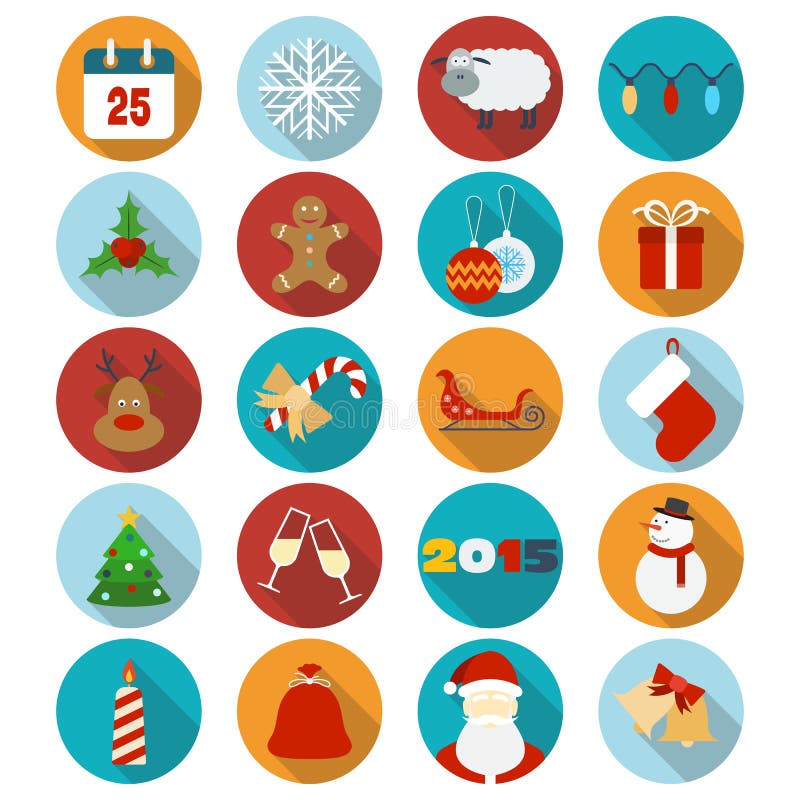 Christmas flat icons set. stock vector. Illustration of reindeer - 45716206