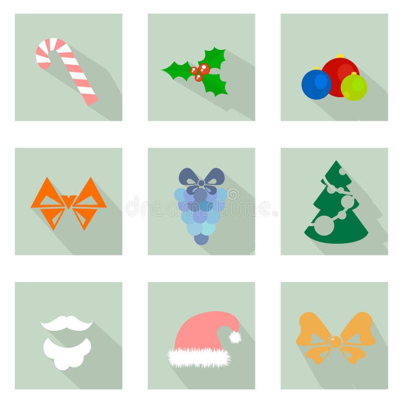 Christmas flat icons stock vector. Illustration of shape - 48373090