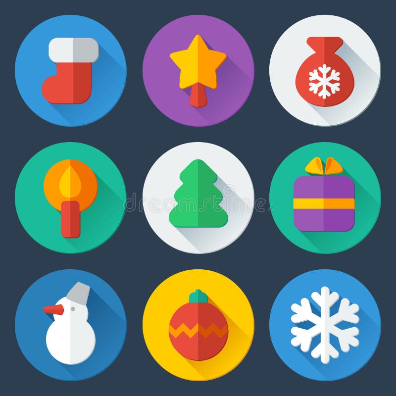 Christmas Flat Icons Vector Set Stock Vector - Illustration of candy ...