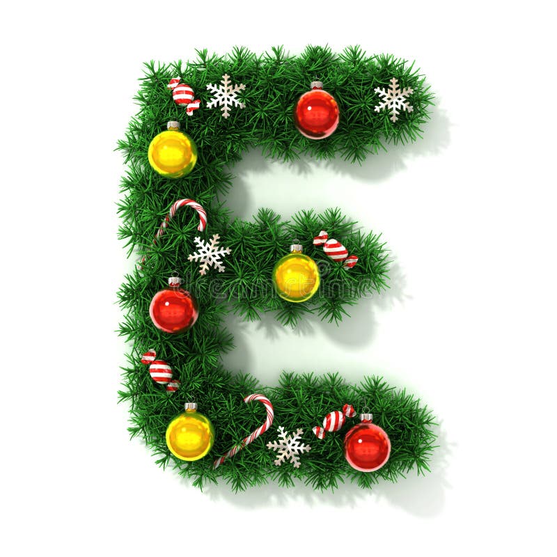 Christmas Font Isolated on White 3d Rendering, Letter E Stock ...