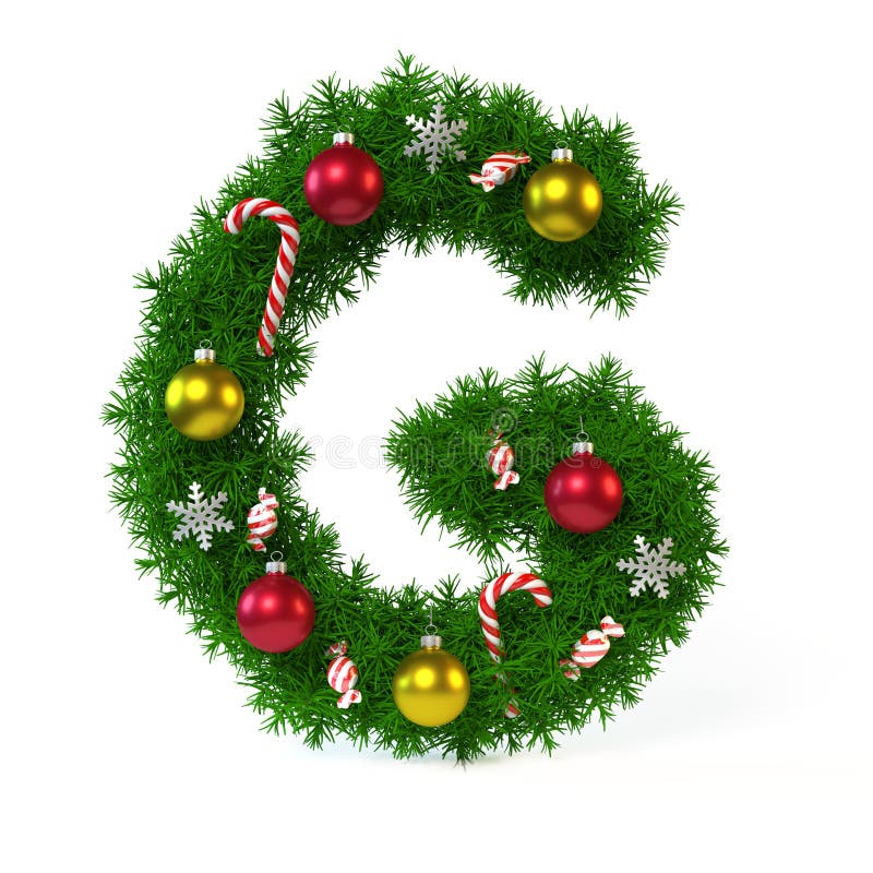 Christmas Font Isolated on White 3d Rendering, Letter G Stock ...