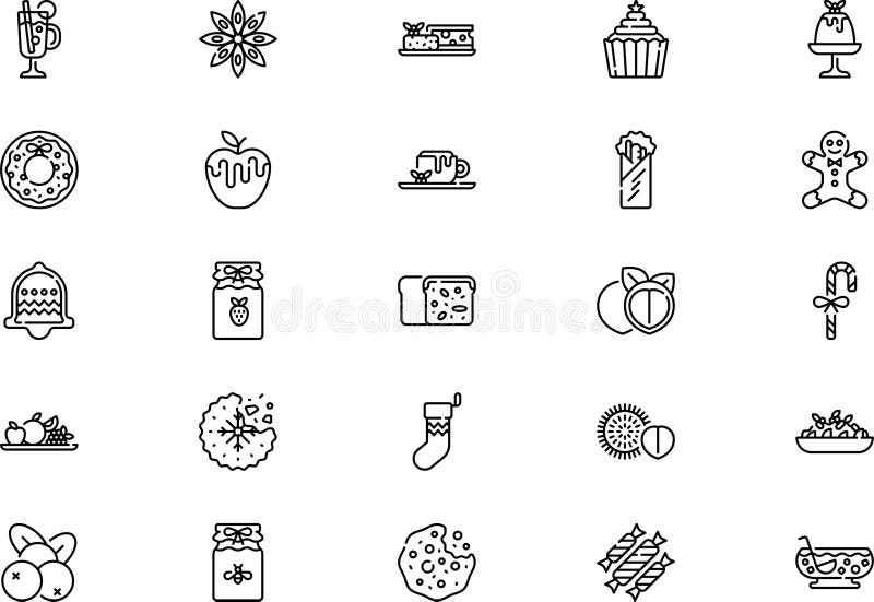 Christmas Food and Drinks Icons Collection is a Vector Illustration ...