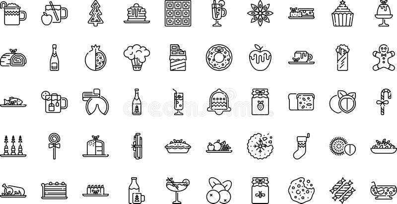 Christmas Food and Drinks Icons High-Quality Vector Icons Collection ...