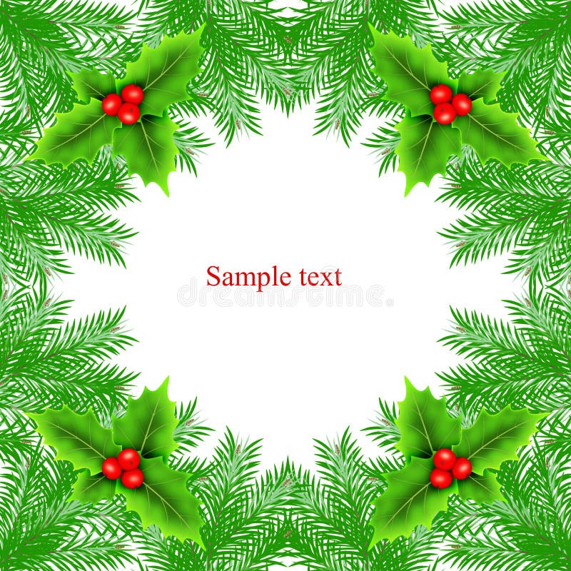 Christmas Frame with Fir Tree Stock Illustration - Illustration of ...