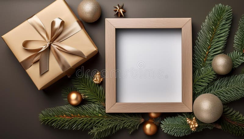 Christmas Frame with Gift Box Stock Illustration - Illustration of ...